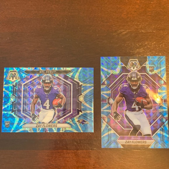 Panini | Other | Zay Flowers Mosaic Reactive Blue 38 Rookie Lot Of 2 ...